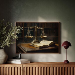 Vintage Justice Scales Canvas - Law Office Decor - Legal Books Artwork ...