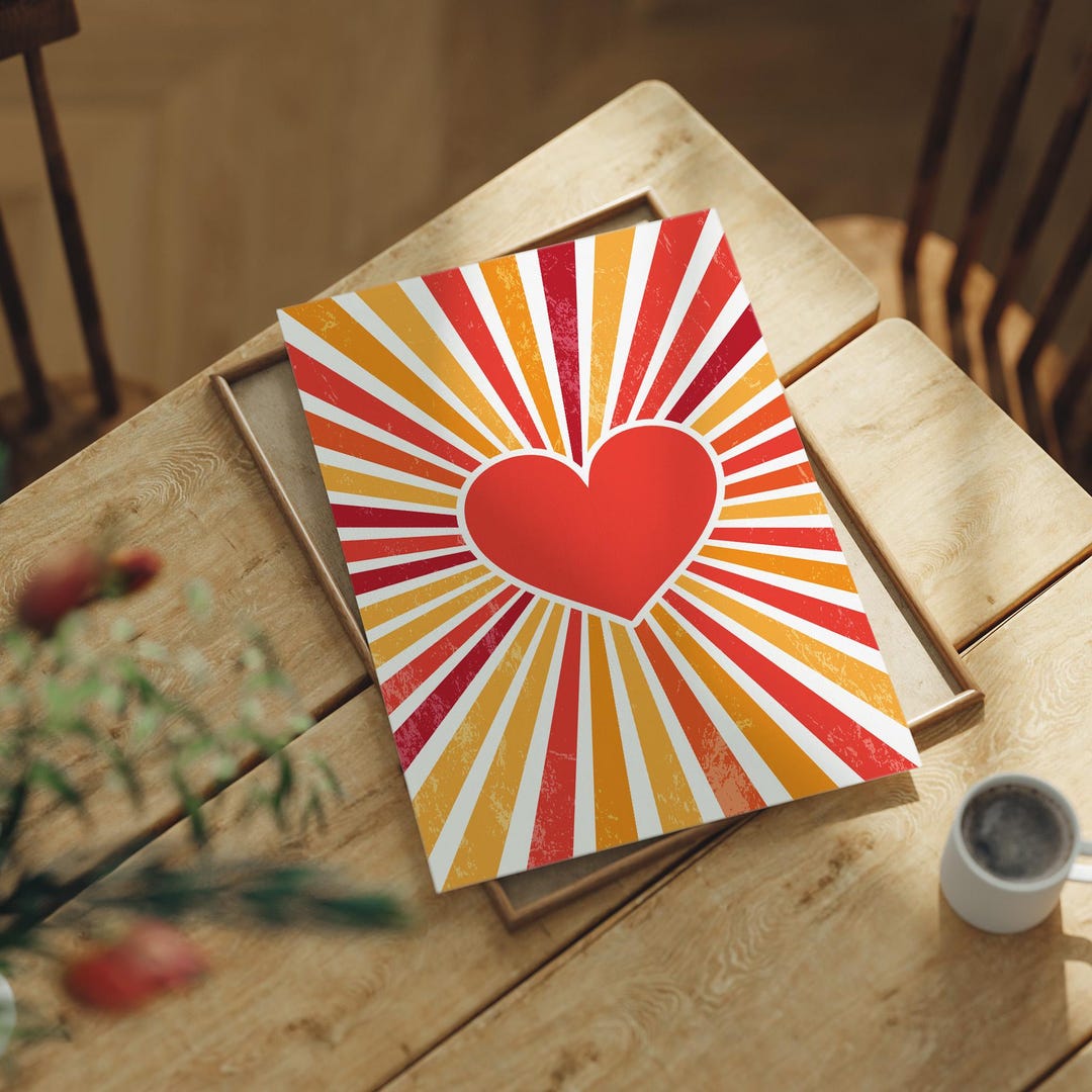 Radiant Retro Heart Burst Poster - Etsy UK