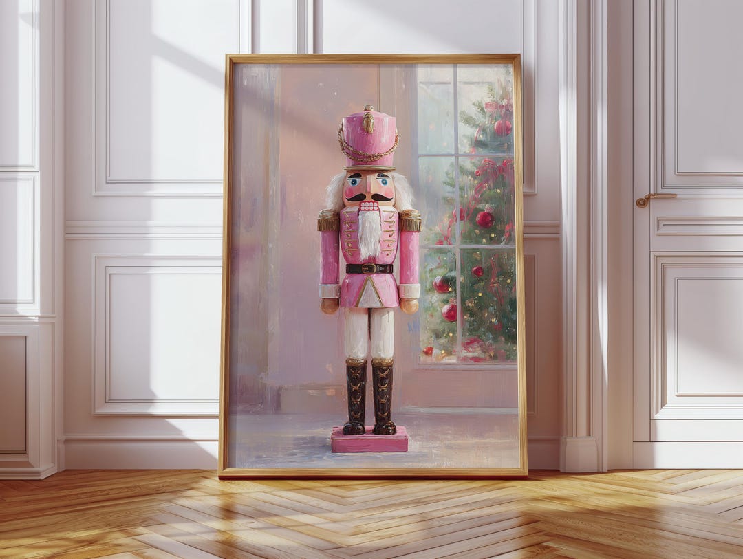 Pink Nutcracker Canvas Wall Art, Festive Christmas Décor With Holiday ...
