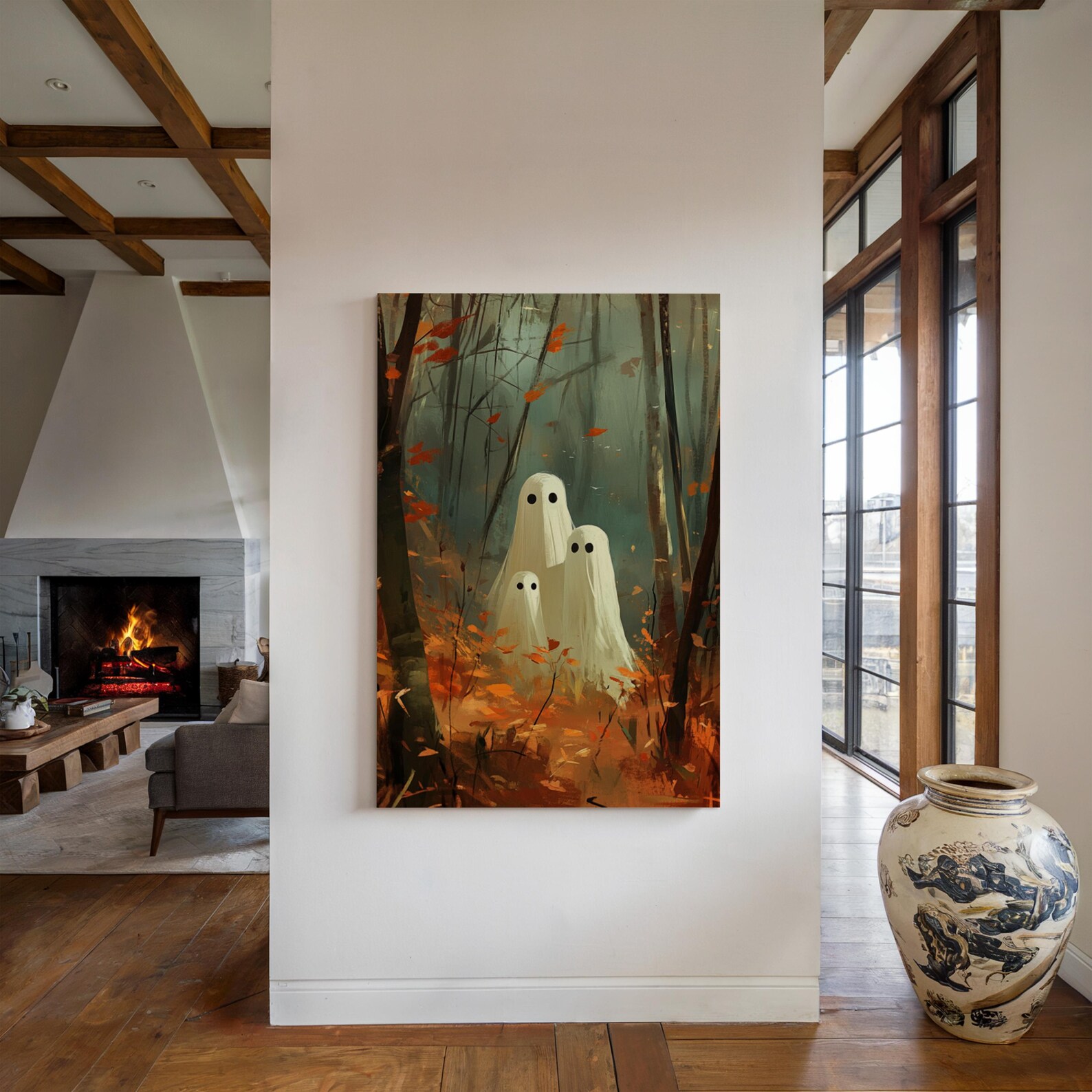 Ghost Family in Enchanted Forest | Spooky Cute Halloween Wall Art ...