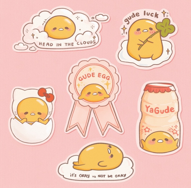 Gude Lazy Egg Cute Stickers Water-resistant - Etsy