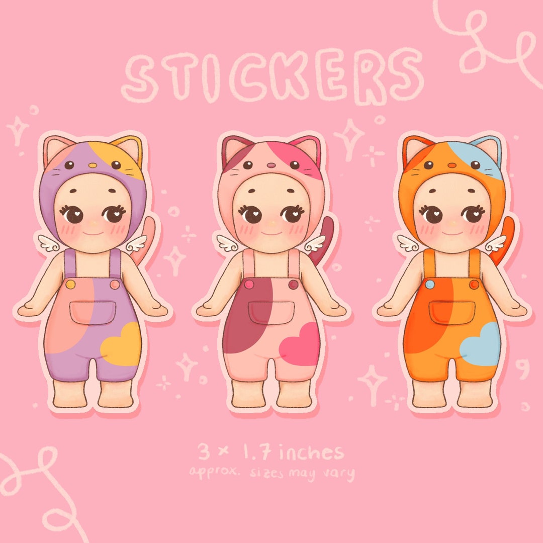 Lucky Kitty Cat Kewpie Angles Water-resistant Stickers for Laptops ...