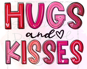 Hugs & Kisses Valentines Clipart Digital Download Files - Etsy
