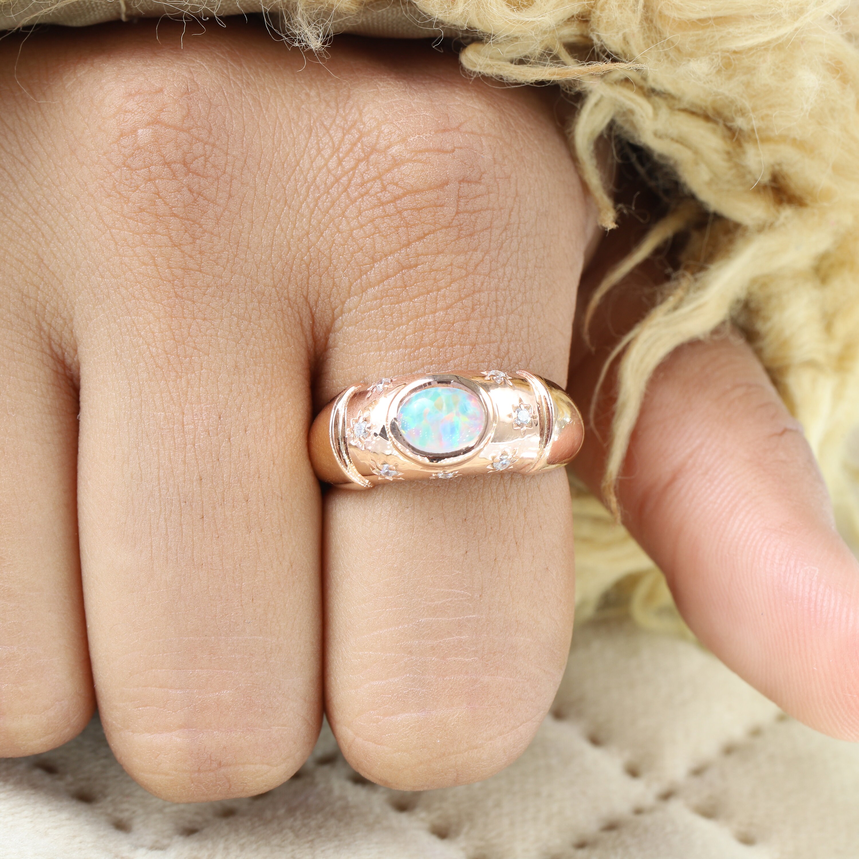 Vintage Opal Gold Signet Ring Elegant Design Girls Matching Jewelry ...