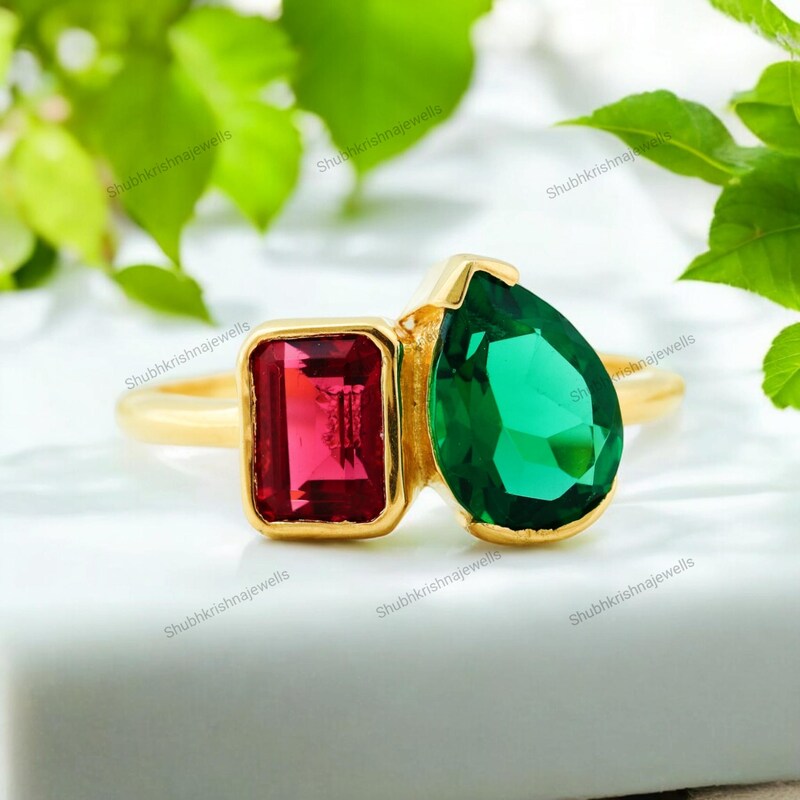 Ruby Emerald Ring - Etsy