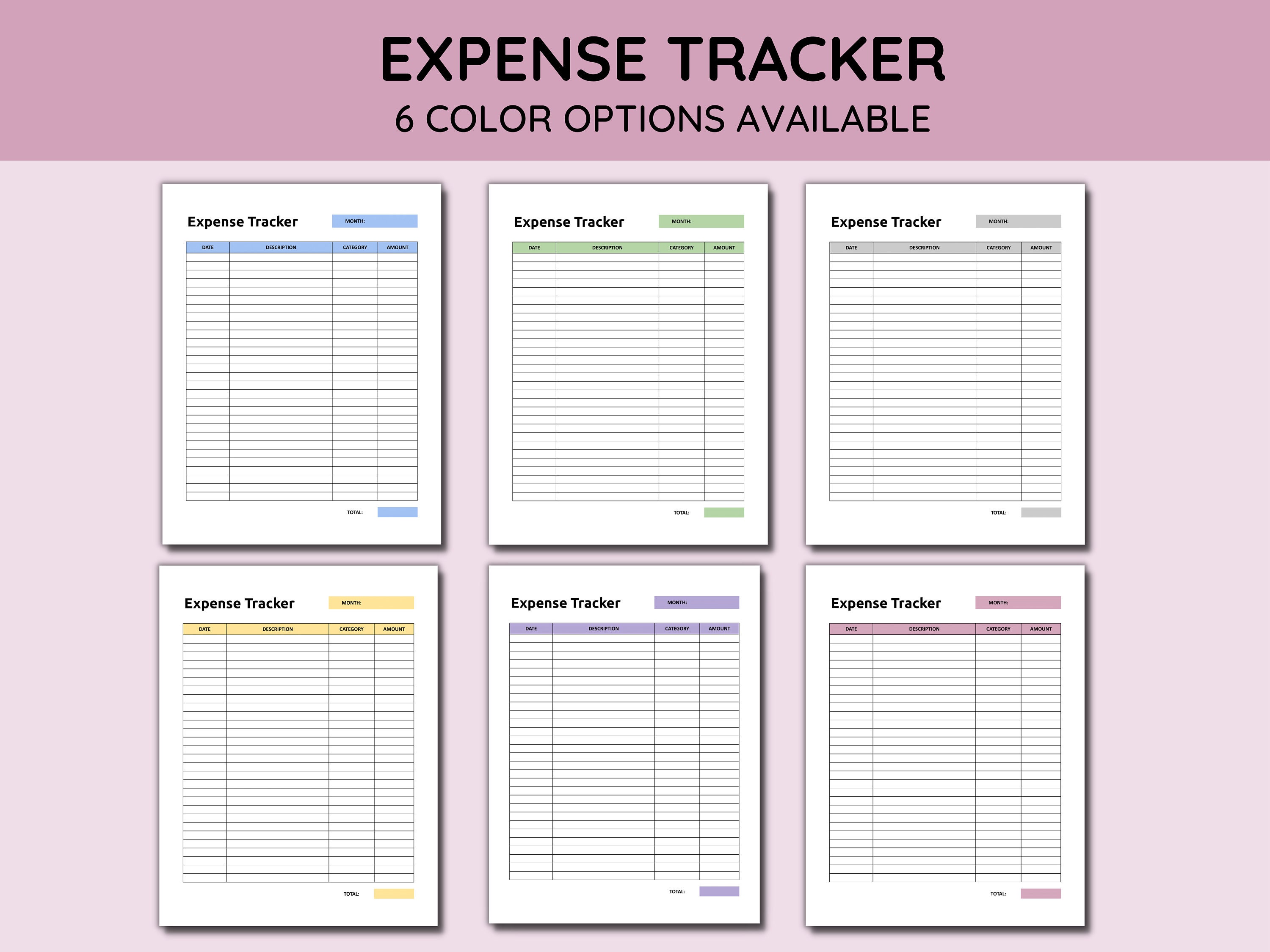 Expense Tracker, Spending Tracker, Expense Log, US Letter, A4, A5 ...