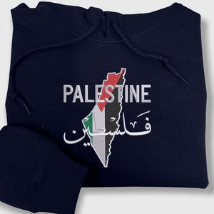 Embroidered Palestine Map Flag Hoodies, Palestine Arabic Calligraphy ...