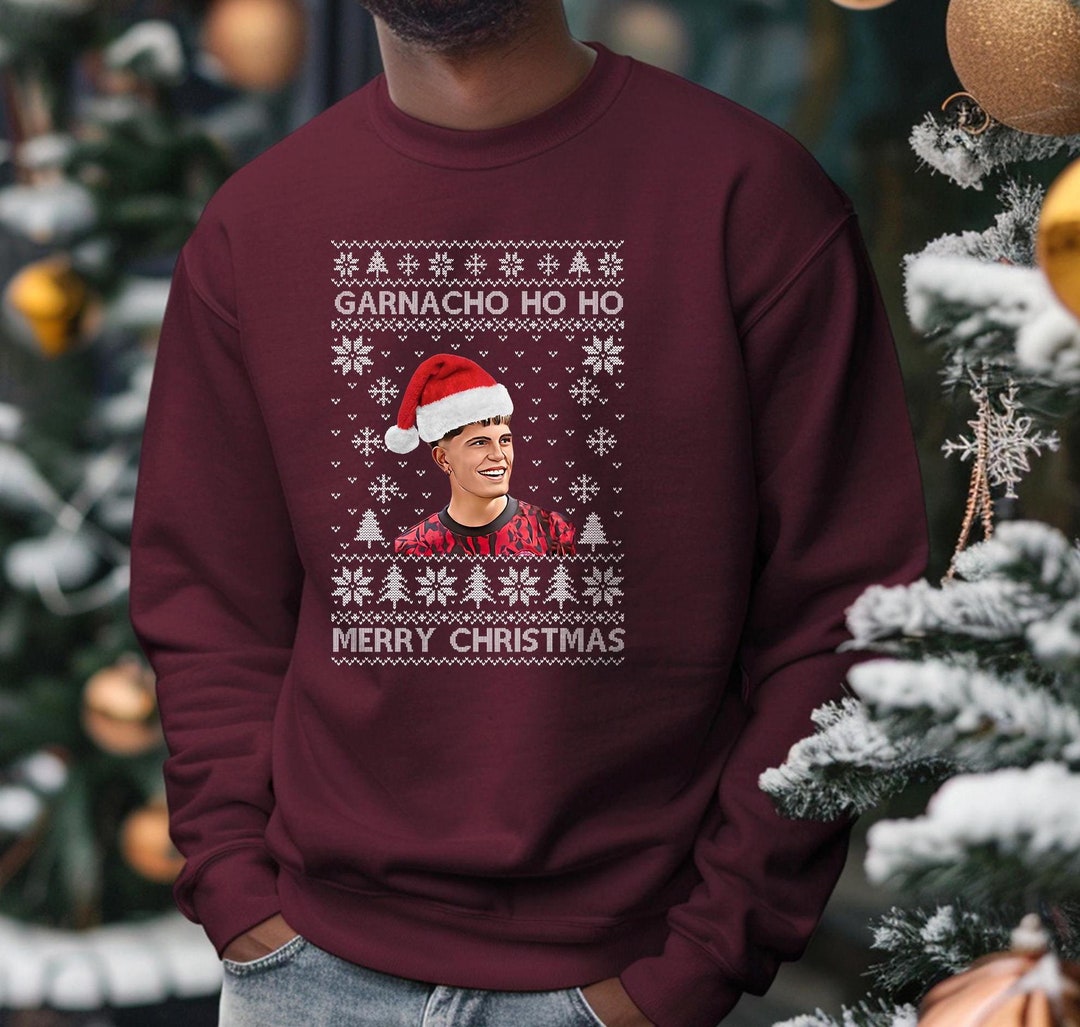 Garnacho Ho Ho Christmas Jumper, Man United Garnacho Ugly Christmas ...
