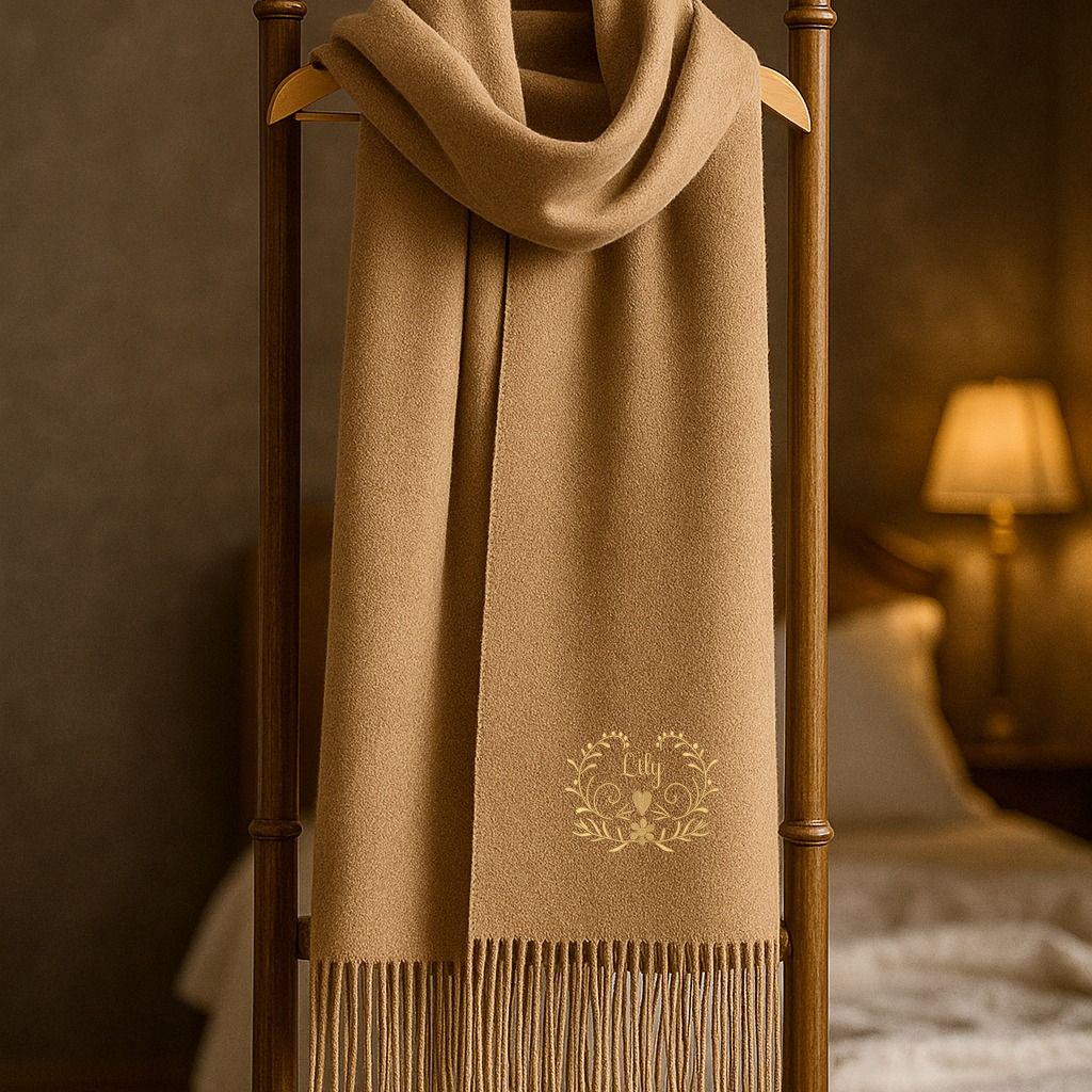 Personalized Name Embroidered Winter Scarf, Custom Initial Monogram ...