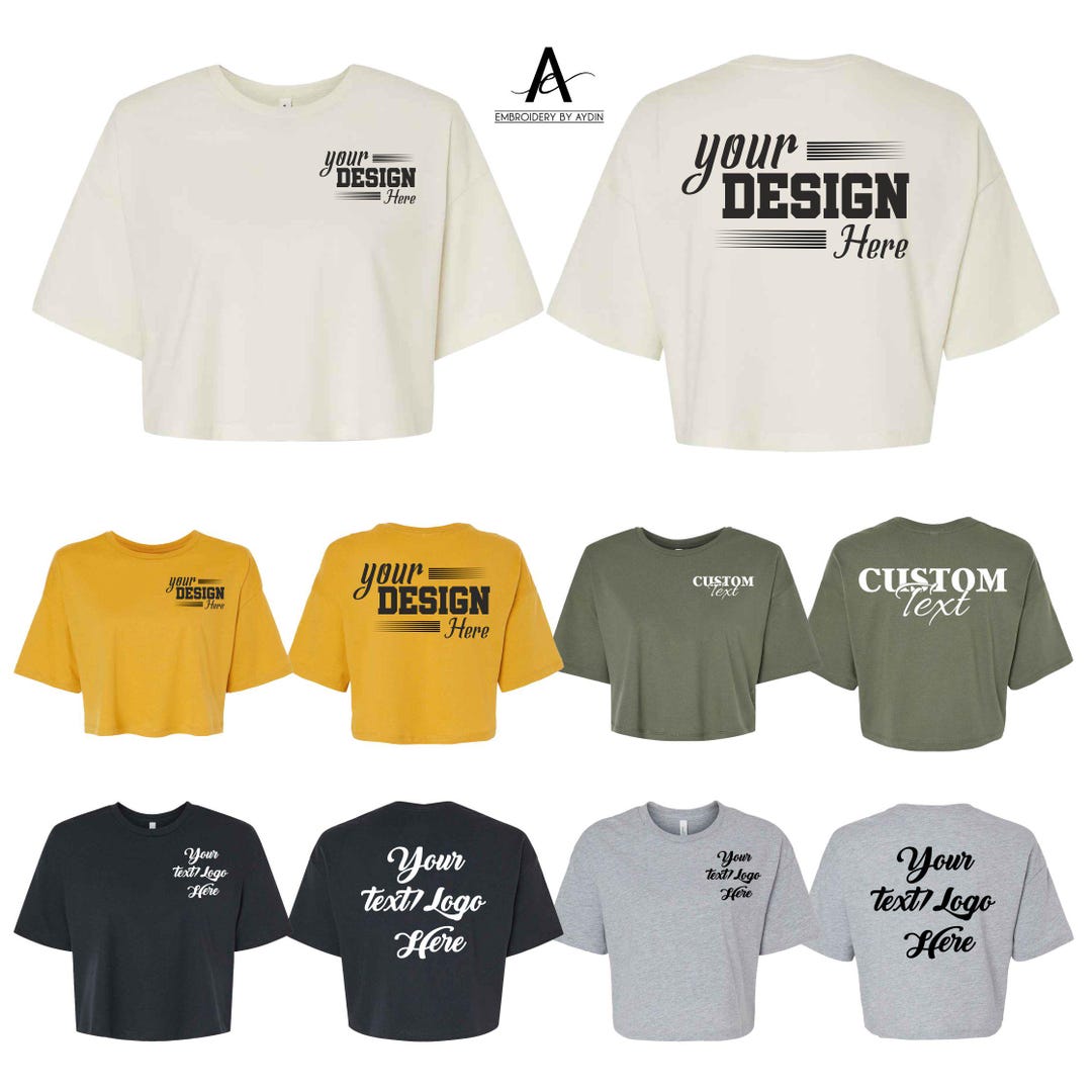 Custom Text Ladies Cropped Shirt, Personalised Logo T Shirts, Trendy ...
