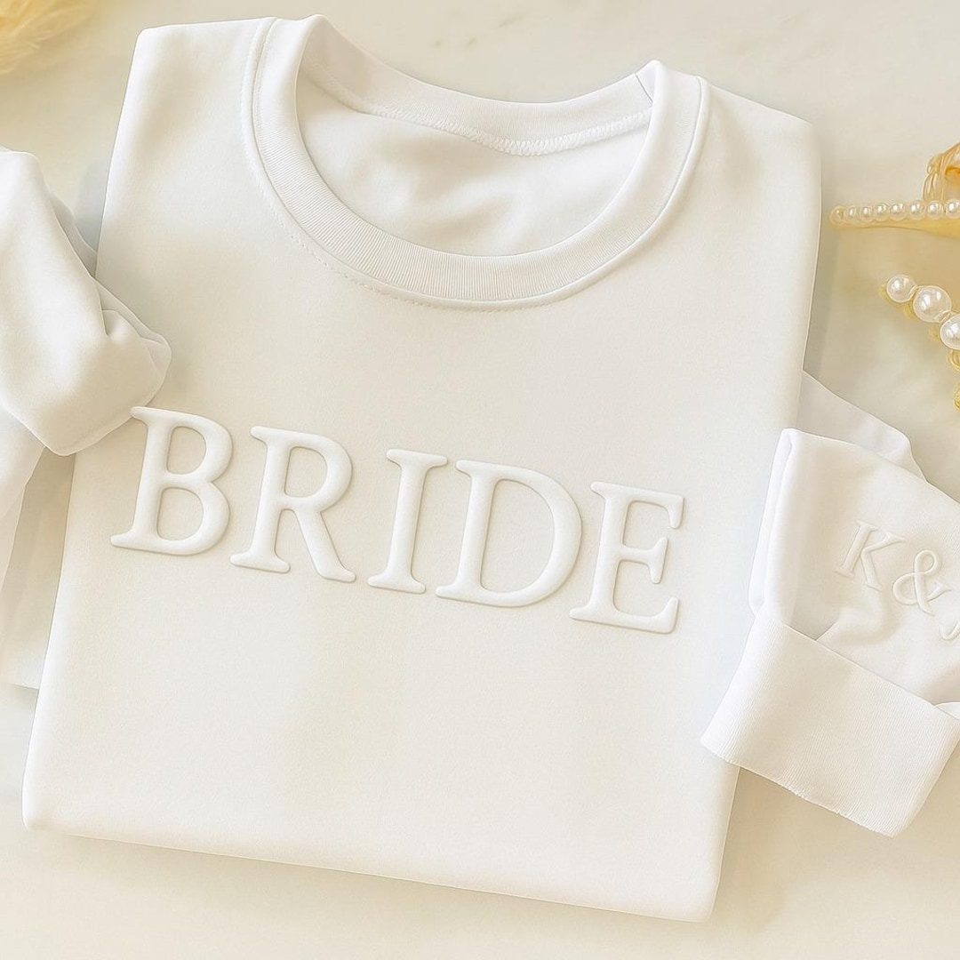 Personalised Bride Embossed Sweater, Custom Bridal Anniversary ...