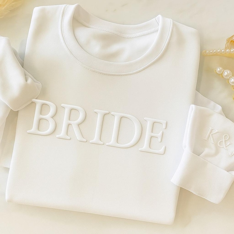 Personalised Bride Embossed Sweater, Custom Bridal Anniversary ...