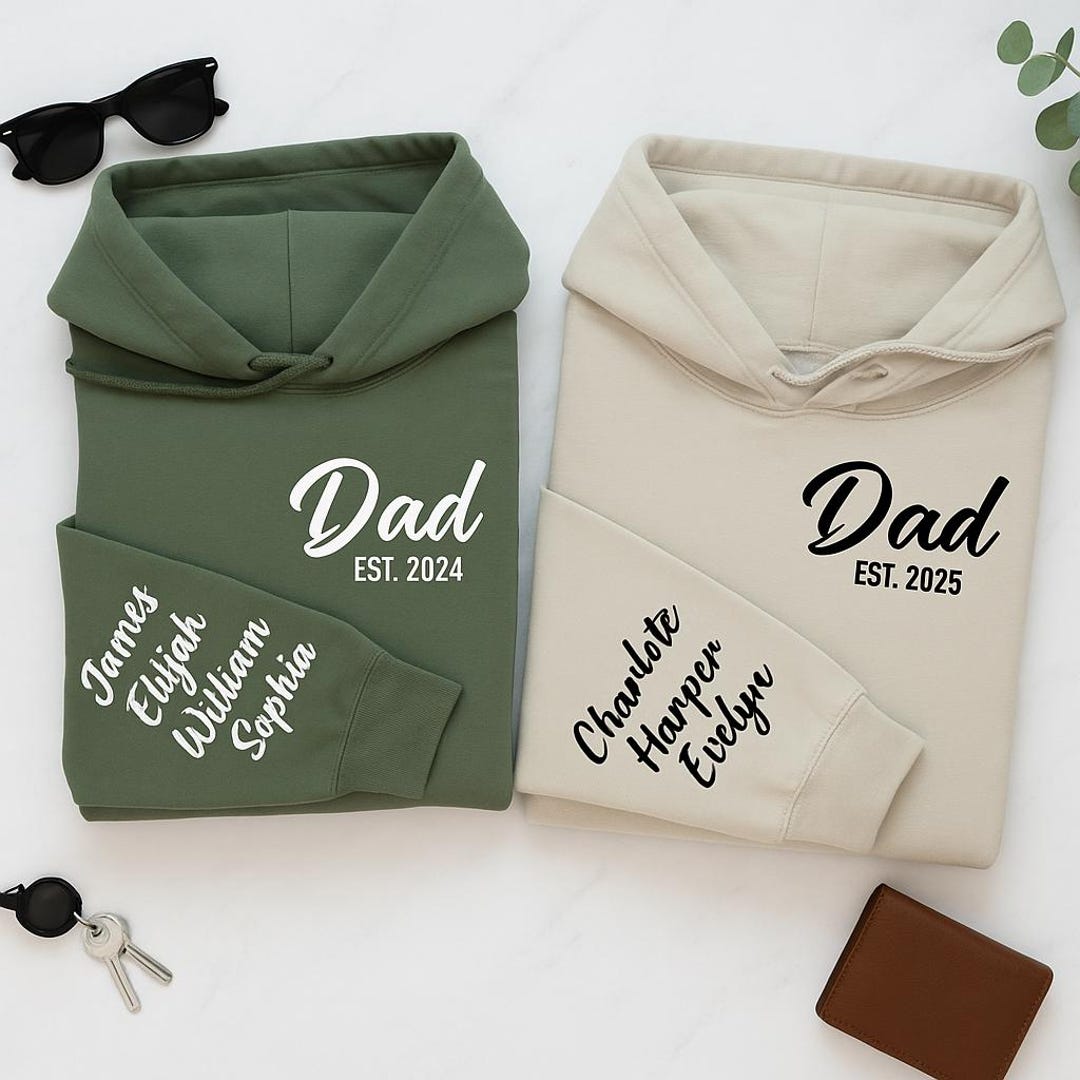 Personalized Dad Hoodie, Custom Dad Est Hoodies With Kids Name on ...