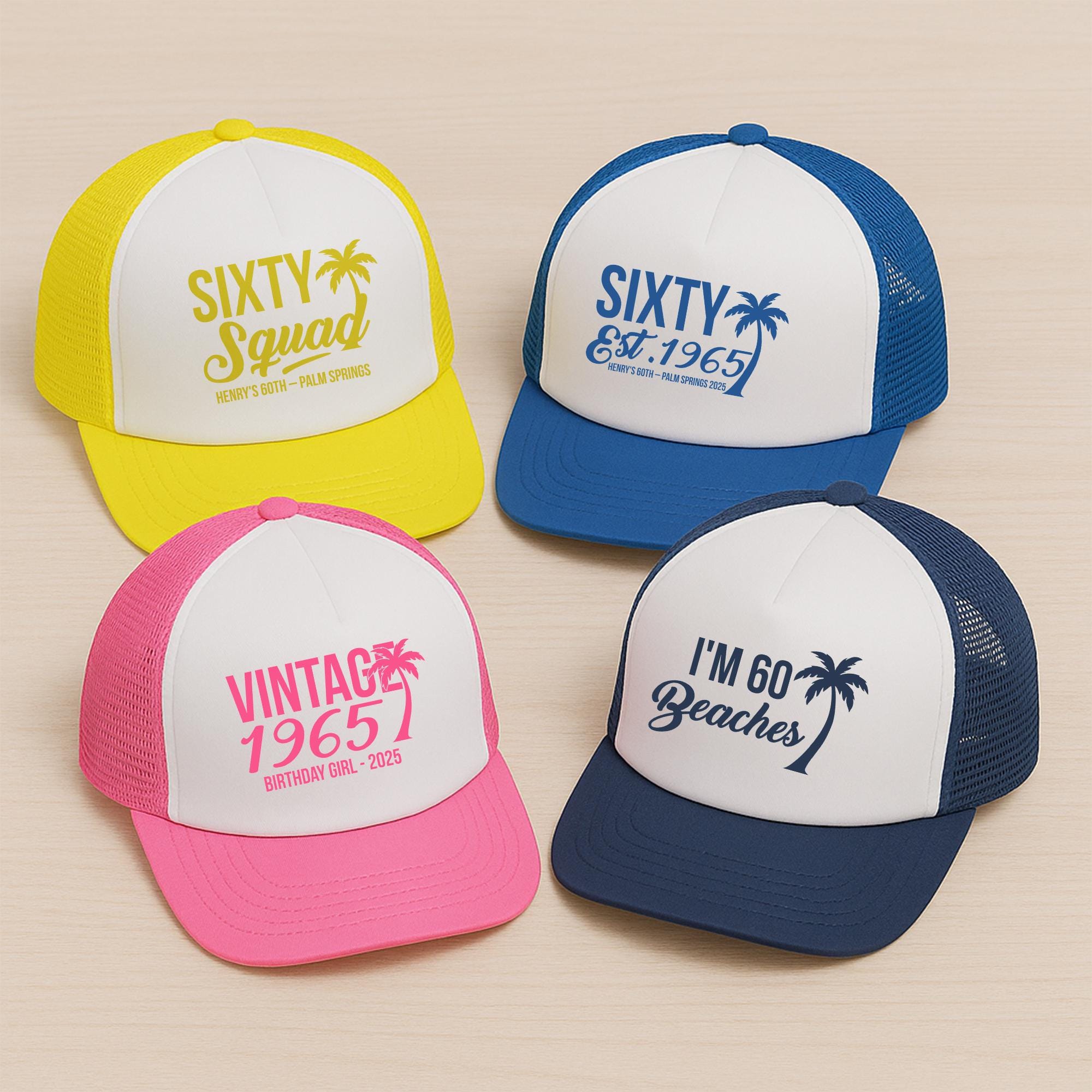 Personalised 50th Birthday Squad Caps, Custom Vacation and Birthday ...