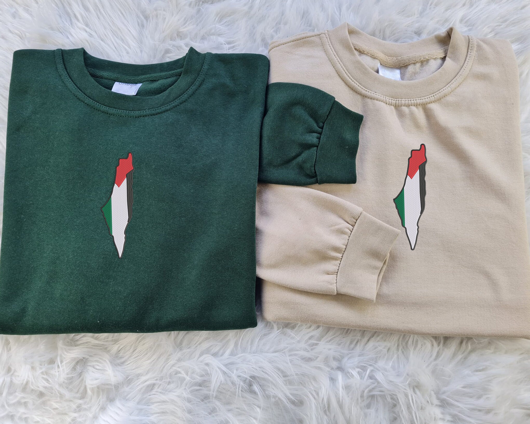 Palestine Flag Map Sweater, Palestine Embroidery Crewneck Sweatshirt ...