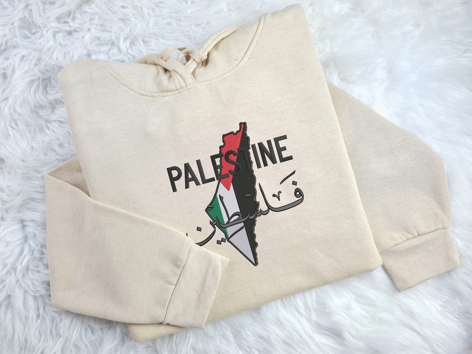 Embroidered Palestine Map Flag Hoodies, Palestine Arabic Calligraphy ...