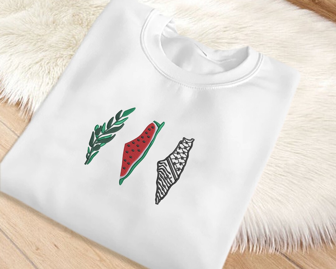 Embroidered Palestine Maps Sweatshirt, Palestine Maps Designs Crewneck ...