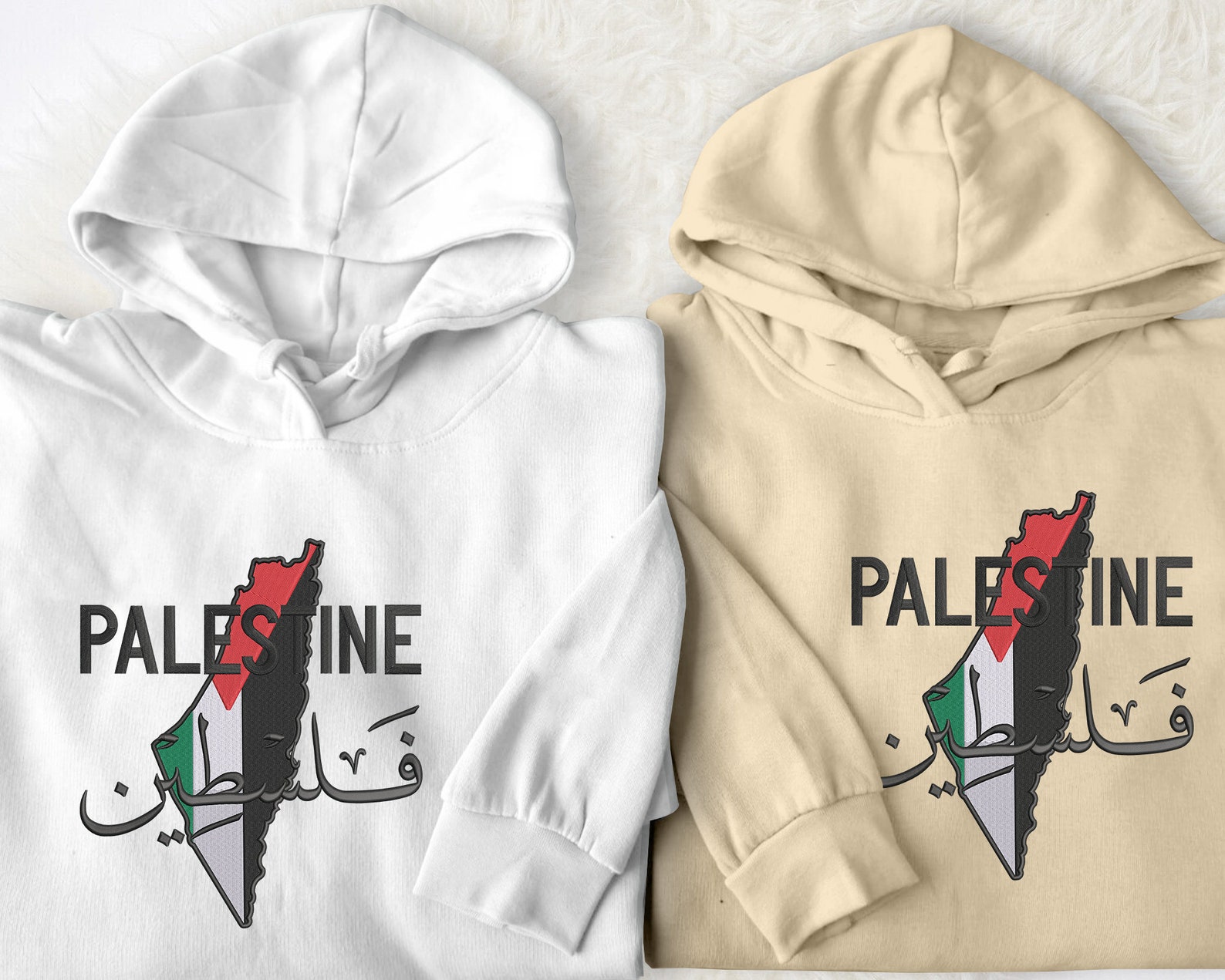 Embroidered Palestine Map Flag Hoodies, Palestine Arabic Calligraphy ...