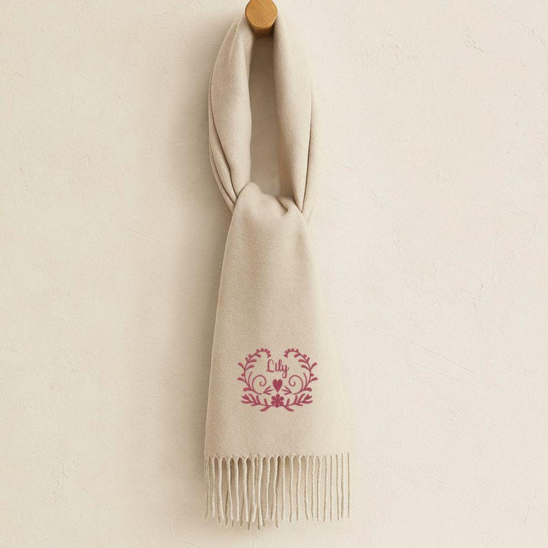 Personalized Name Embroidered Winter Scarf, Custom Initial Monogram ...