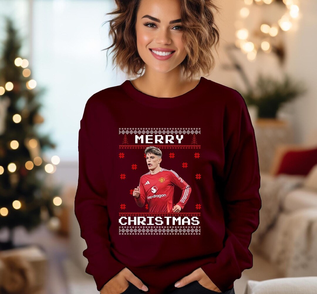 Garnacho Christmas Sweater, Manchester United Garnacho Ugly Xmas Jumper ...