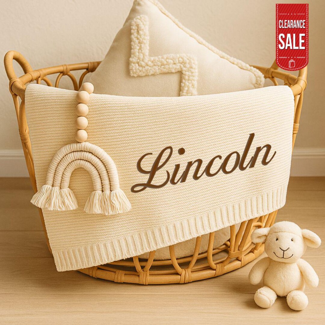 Personalised Name Baby Blankets, Embroidered Blankets for Baby, Cotton ...