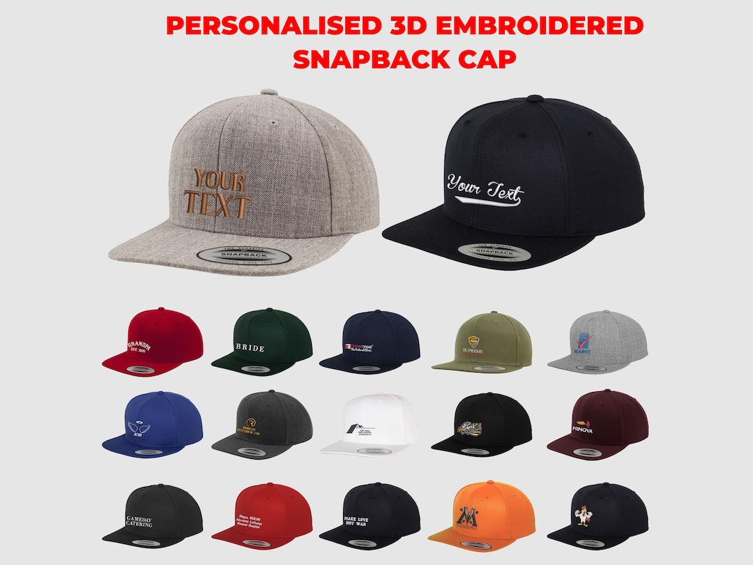 Custom Text 3D Embroidery Caps, Personalized Your Name or Words ...