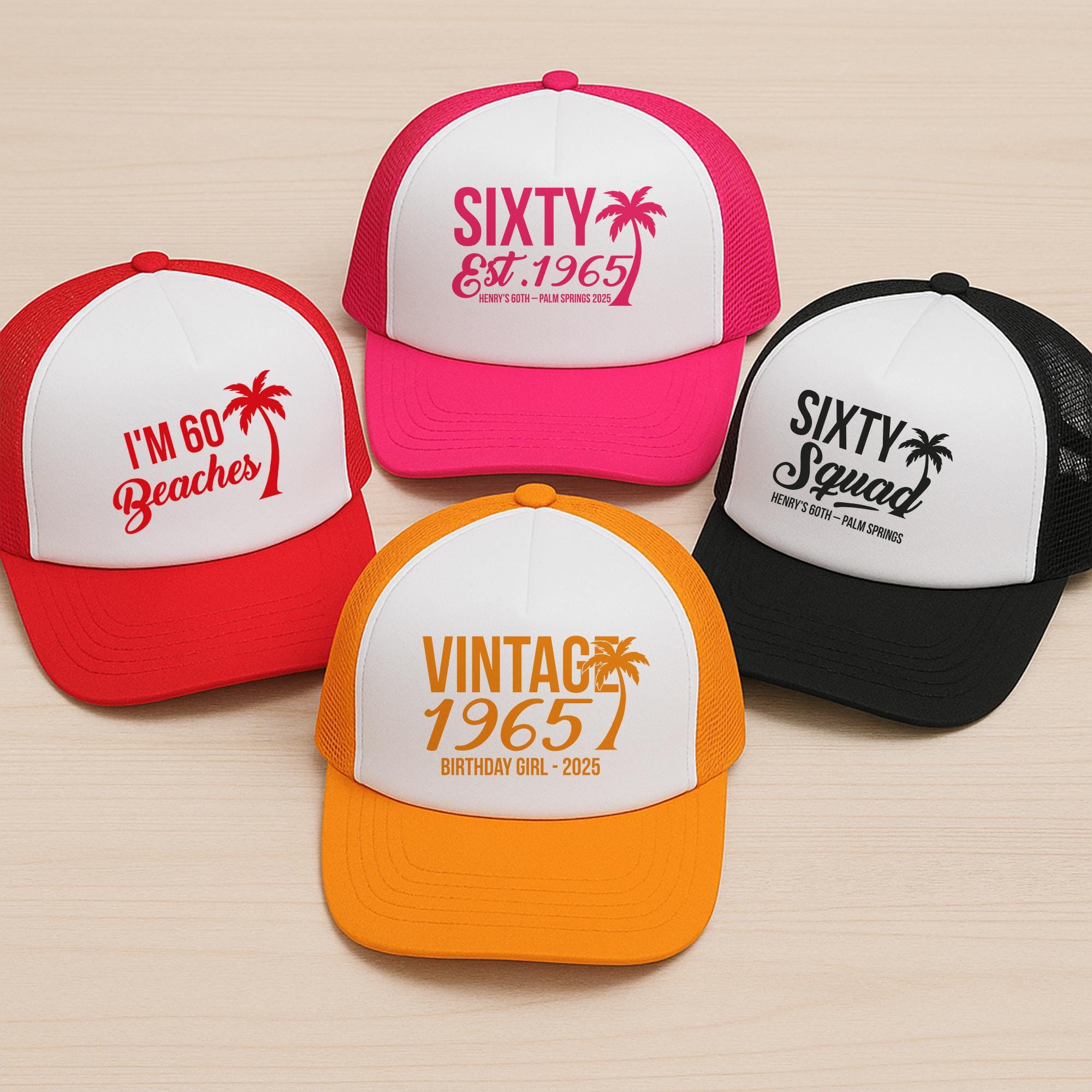 Personalised 50th Birthday Squad Caps, Custom Vacation and Birthday ...