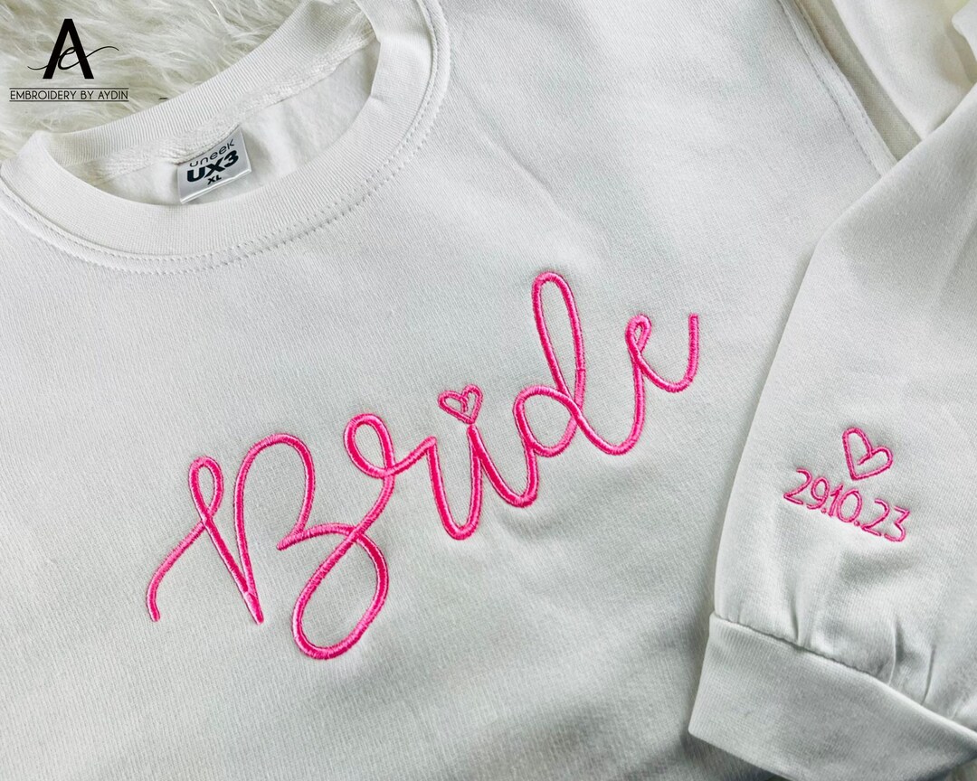 Bride Embroidered Sweatshirt, Wifey Crewneck Jumper, Personalise Bride ...