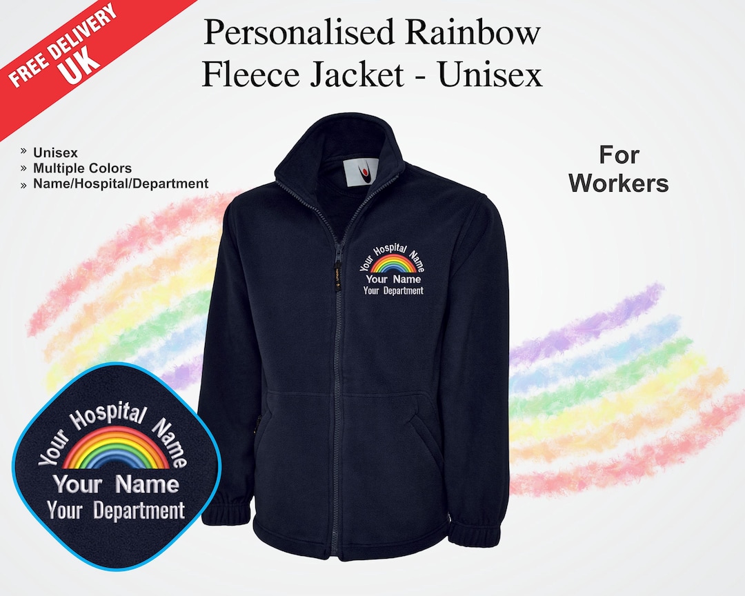 Embroidered Rainbow Fleece Jackets, Custom Name Hospital Department ...