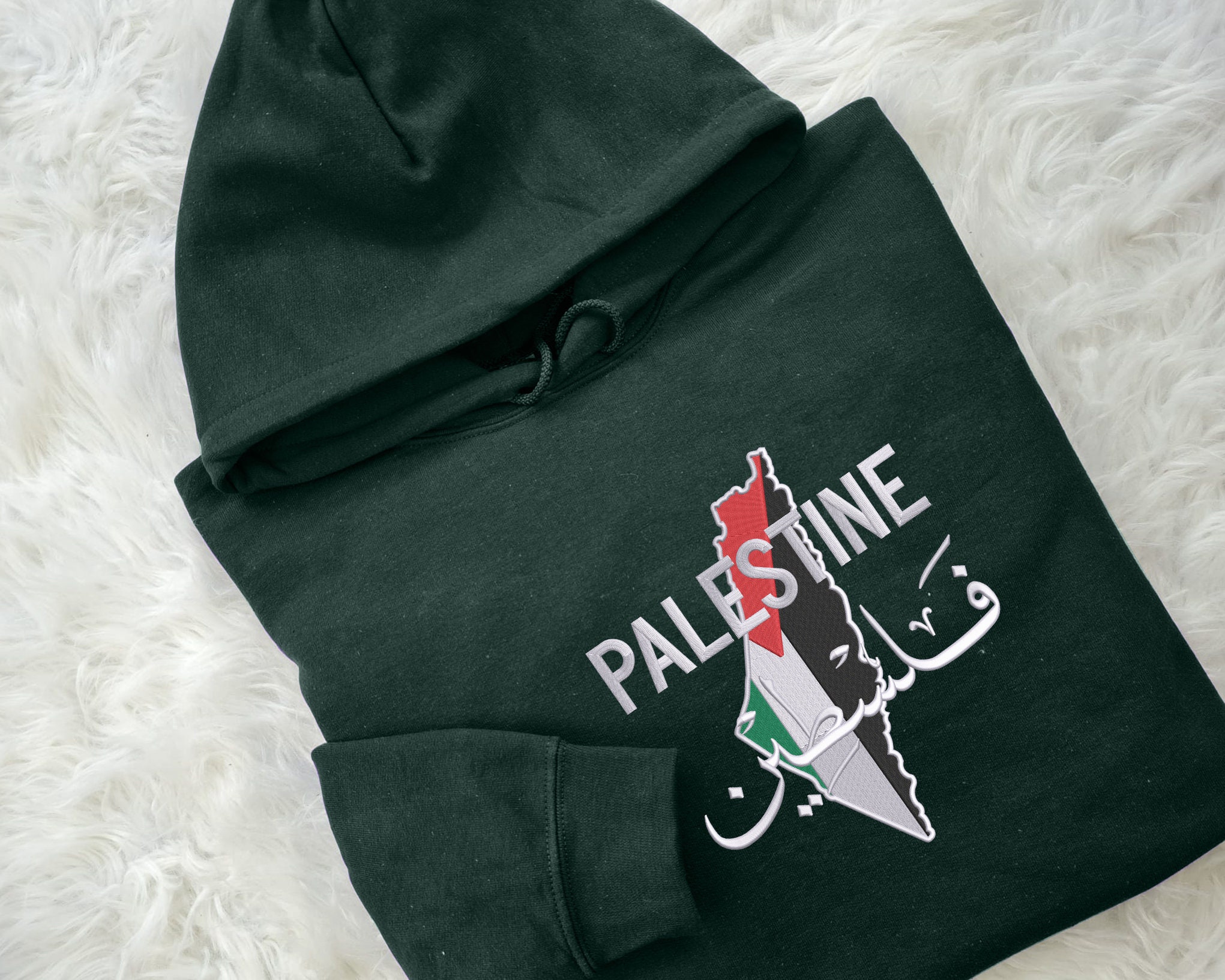 Embroidered Palestine Map Flag Hoodies, Palestine Arabic Calligraphy ...