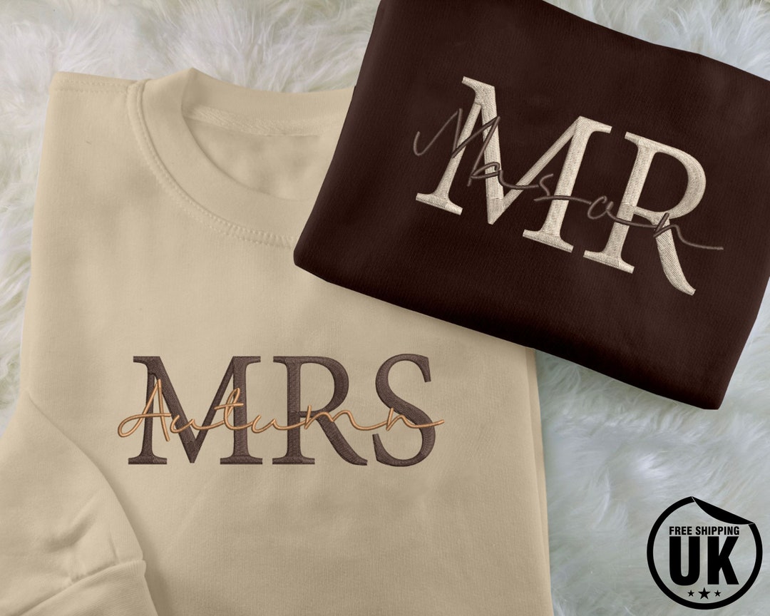 Custom Mr & Mrs Sweater, Embroidered Wifey/hubby Name Crewneck Sweatshirt, Personalized Special ...