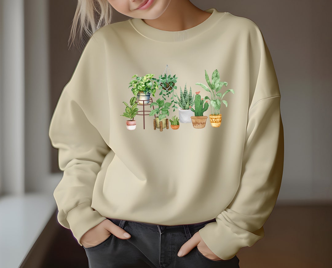 Botanical Plants Sweatshirts, Plants Lover House Gardening Printed ...
