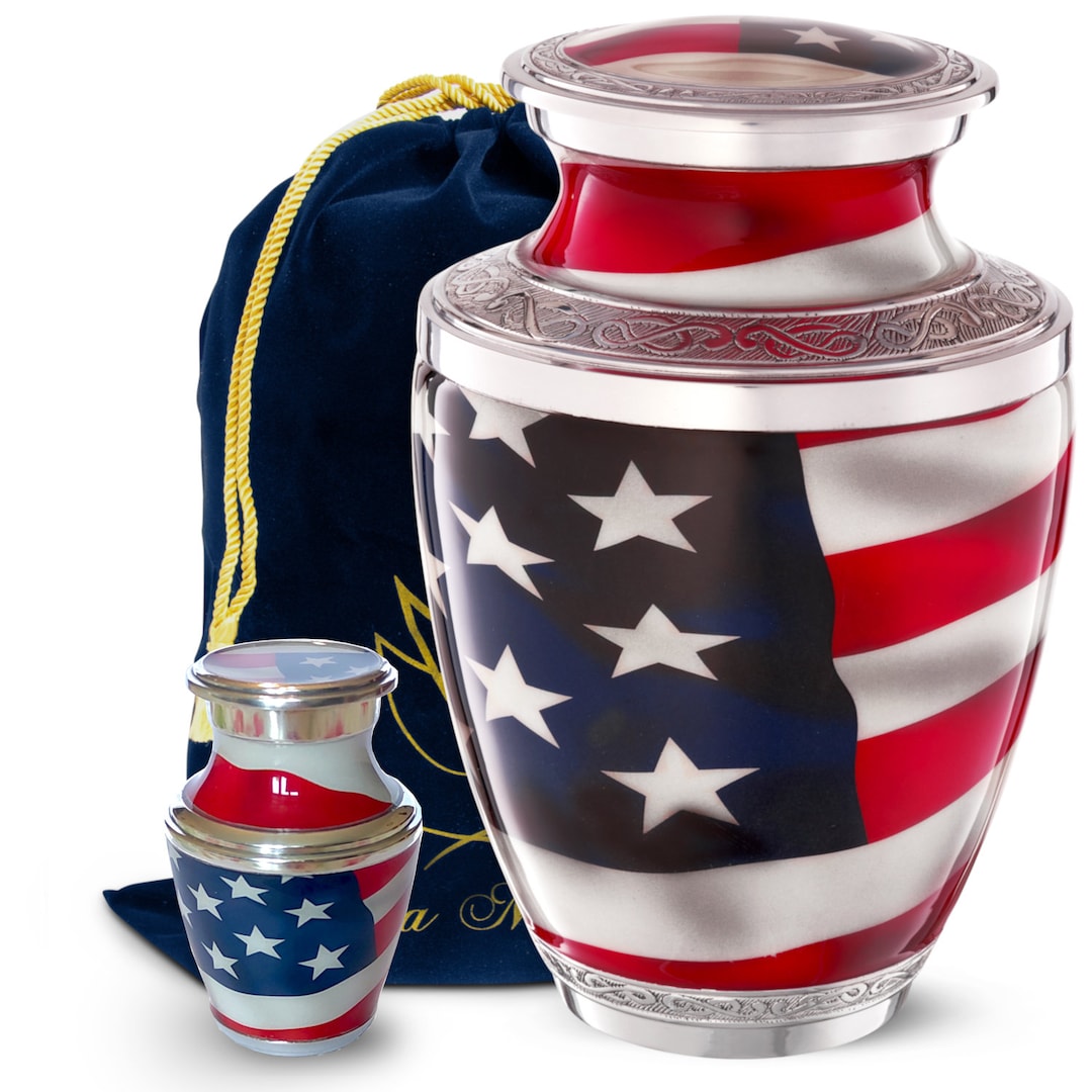 American Flag Urn for Ashes, Adult Patriotic Urns With FREE Pendant Necklace - Etsy