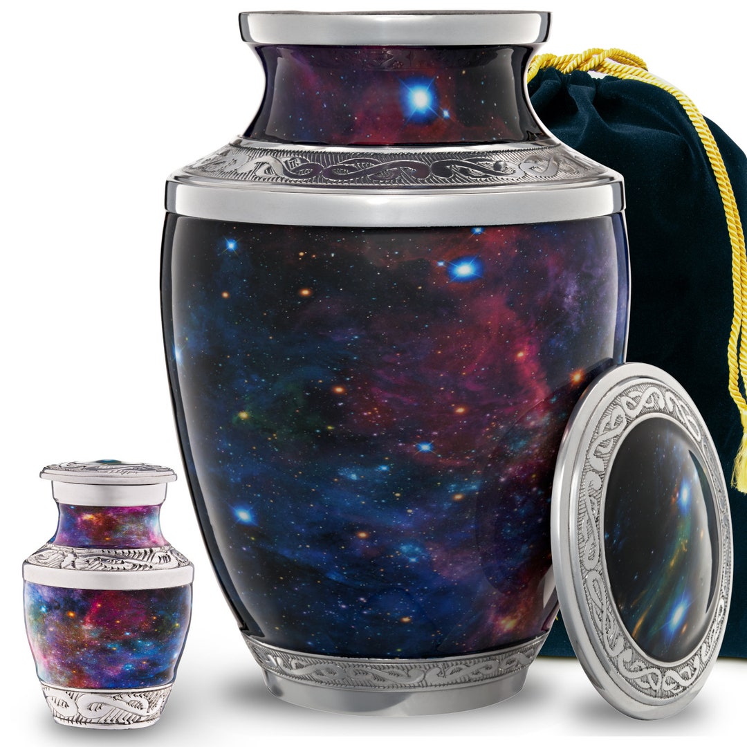 Galaxy Cremation Urn for Adult Ashes | Cosmic Funeral Urn With Pendant ...