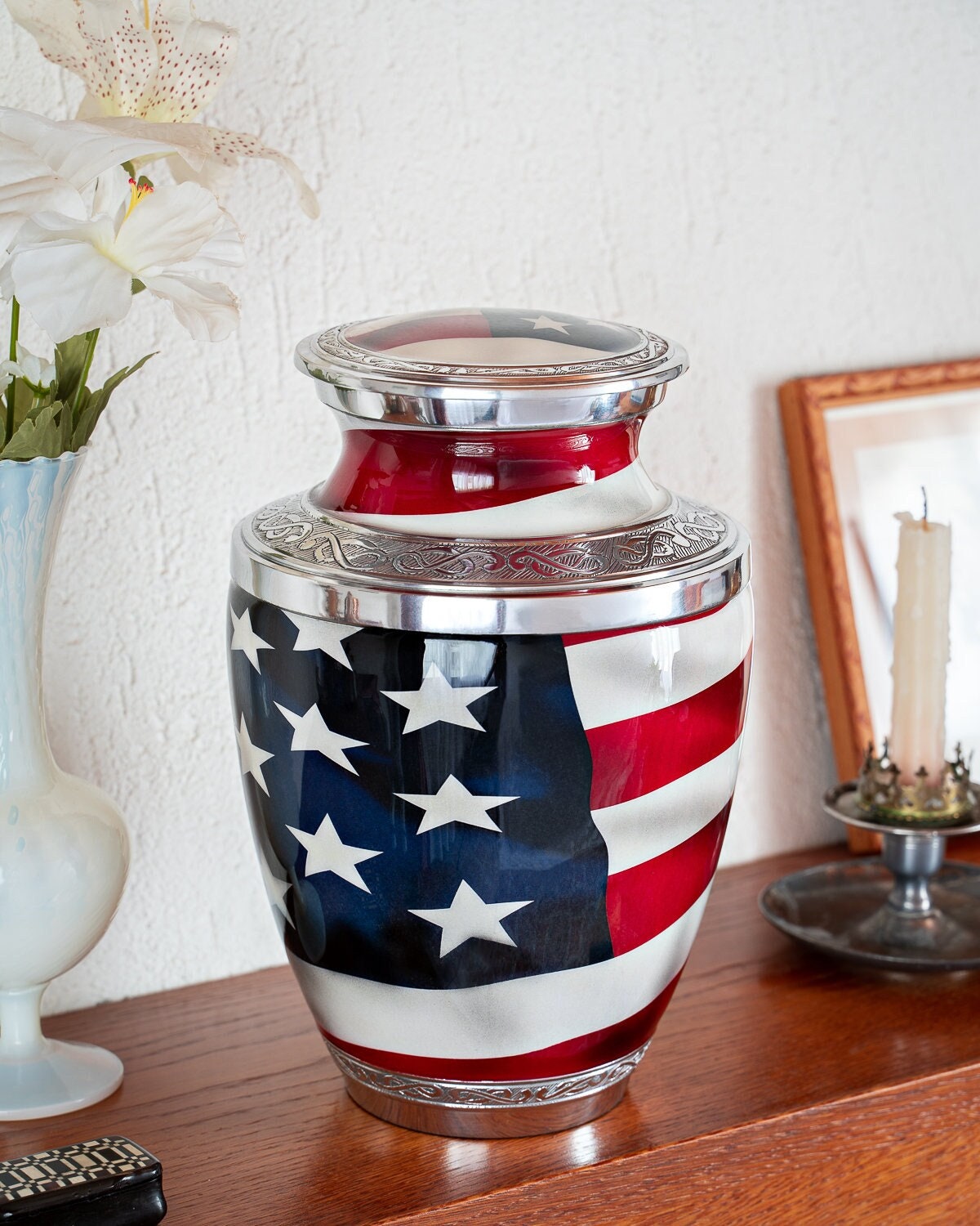 American Flag Urn for Ashes Adult Patriotic Urns With FREE - Etsy