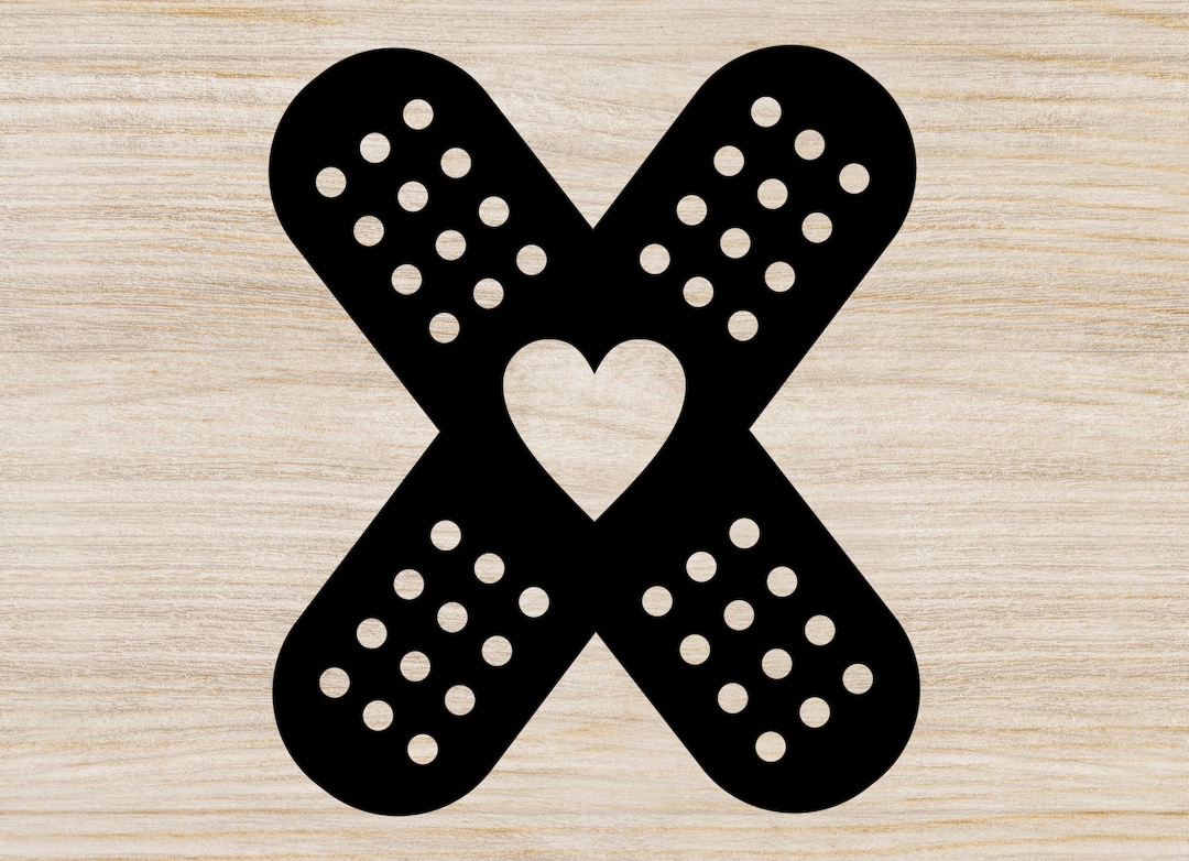Crossed Heart Band Aid Svg, Crossed Band Aid Png, Crossed Bandaid ...
