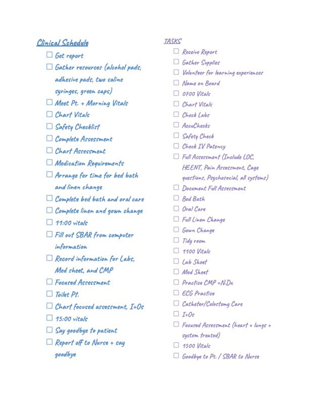 General Clinical Checklist - Etsy