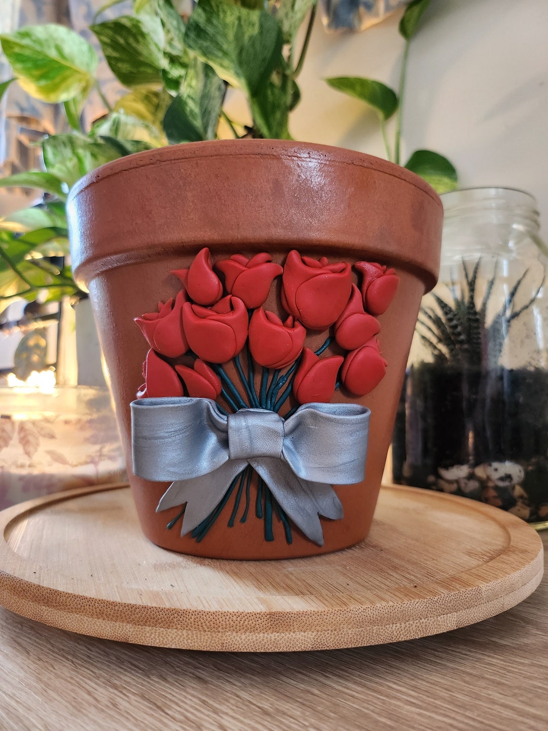 A Dozen Roses Bouquet Plant Pot - Etsy