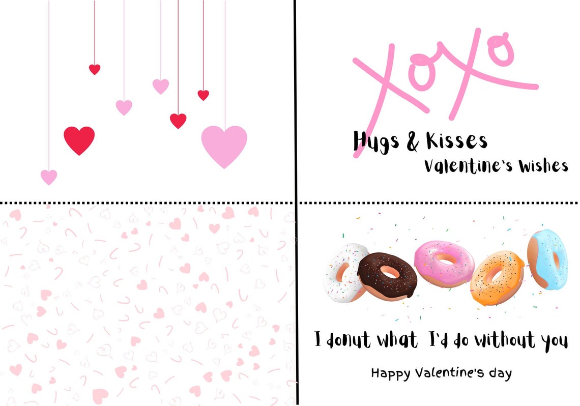 Printable 2-pack Simple and Cute Valentine's Day Cards - Etsy