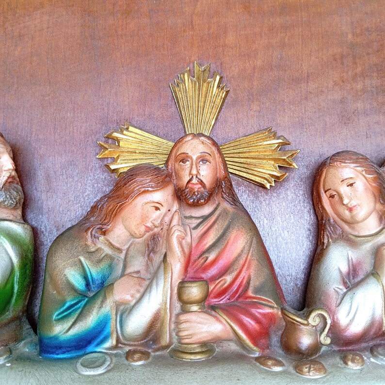 Table the Last Supper Jesus Christ in Wood. in Relief. Wooden Table ...