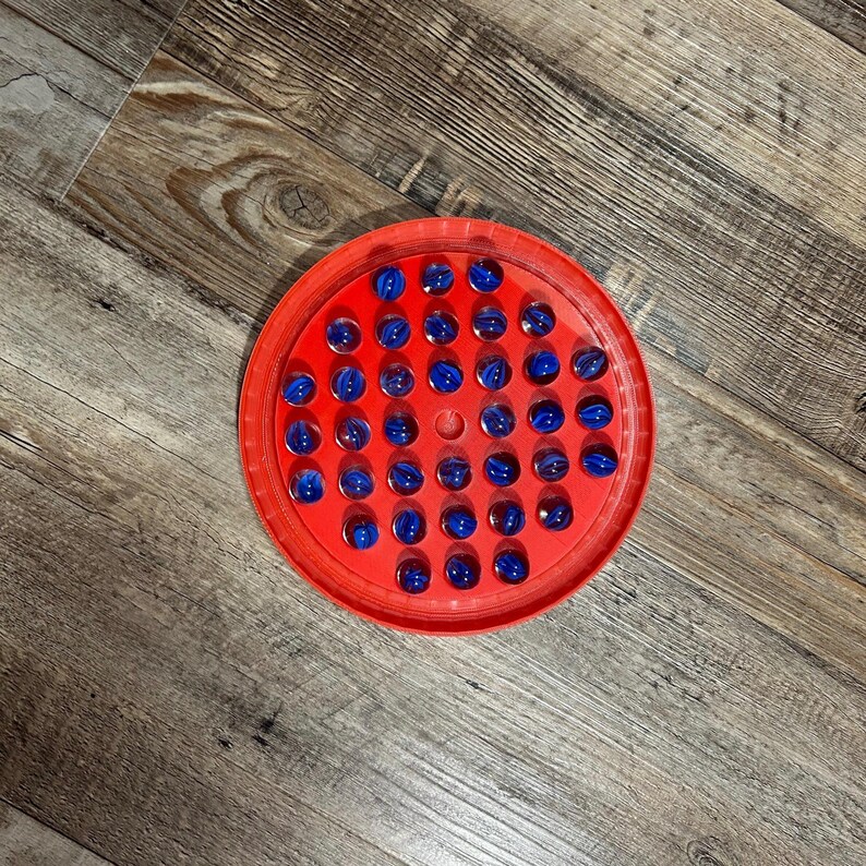 3d Printed Solitaire Game - Peg Solitaire - Round Board - Marble ...