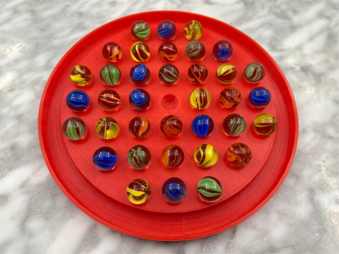 3d Printed Red Solitaire Game Peg Solitaire Round Board - Etsy