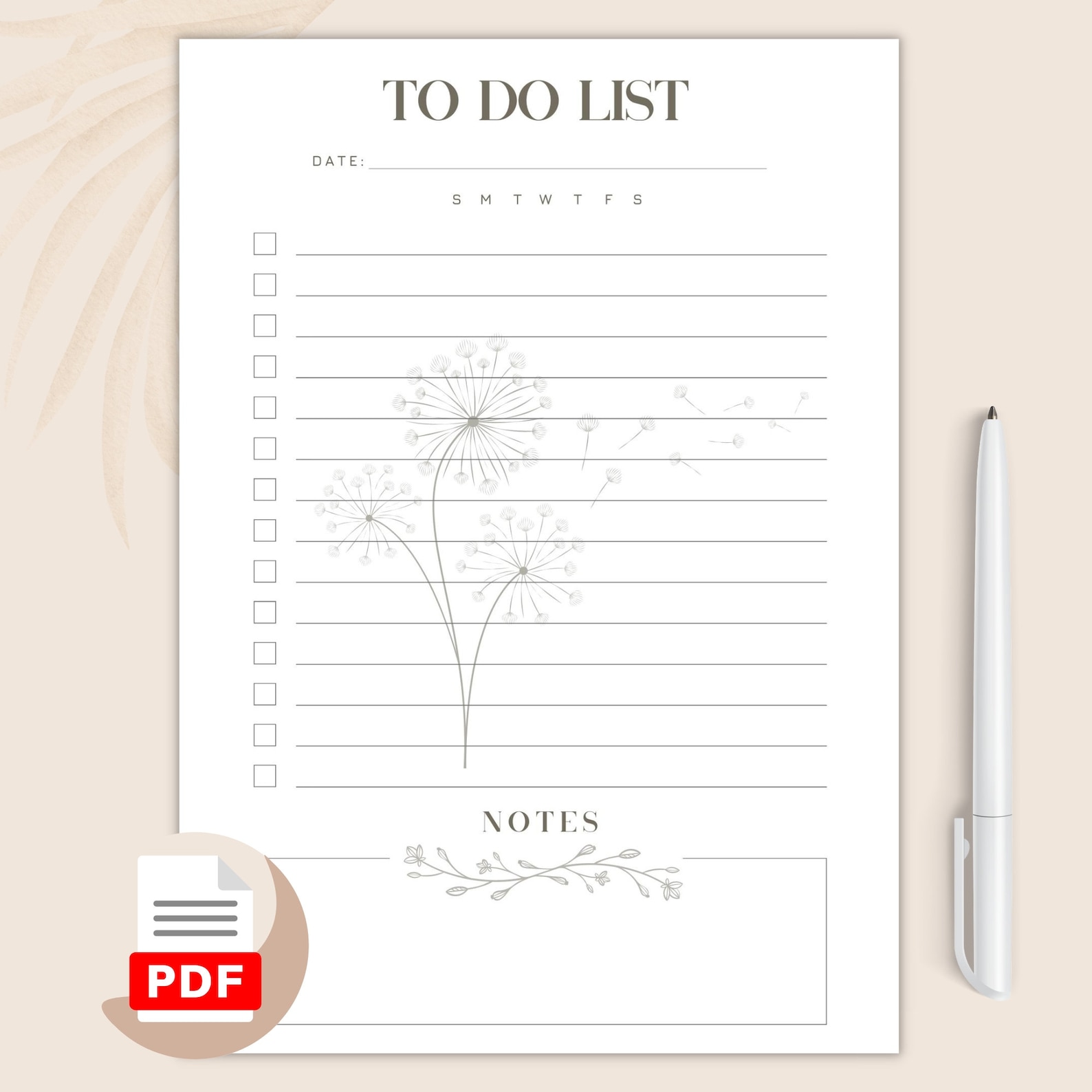 Simple to Do List Printable | Floral to Do Task Checklist | Minimalist ...