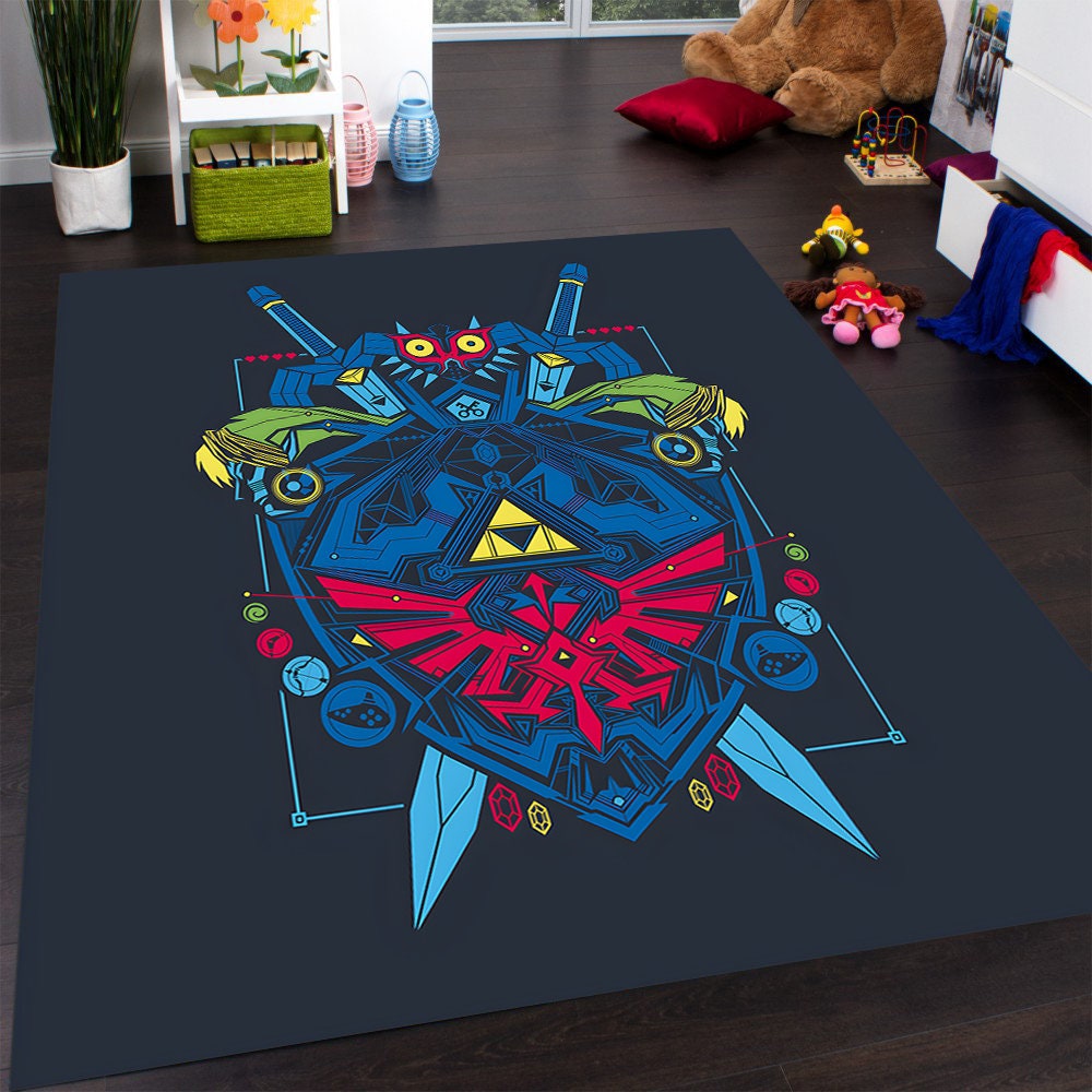 The Legend of Zelda Rug, Zelda Symbol Rug, Zelda Game Rug, Gaming Room ...