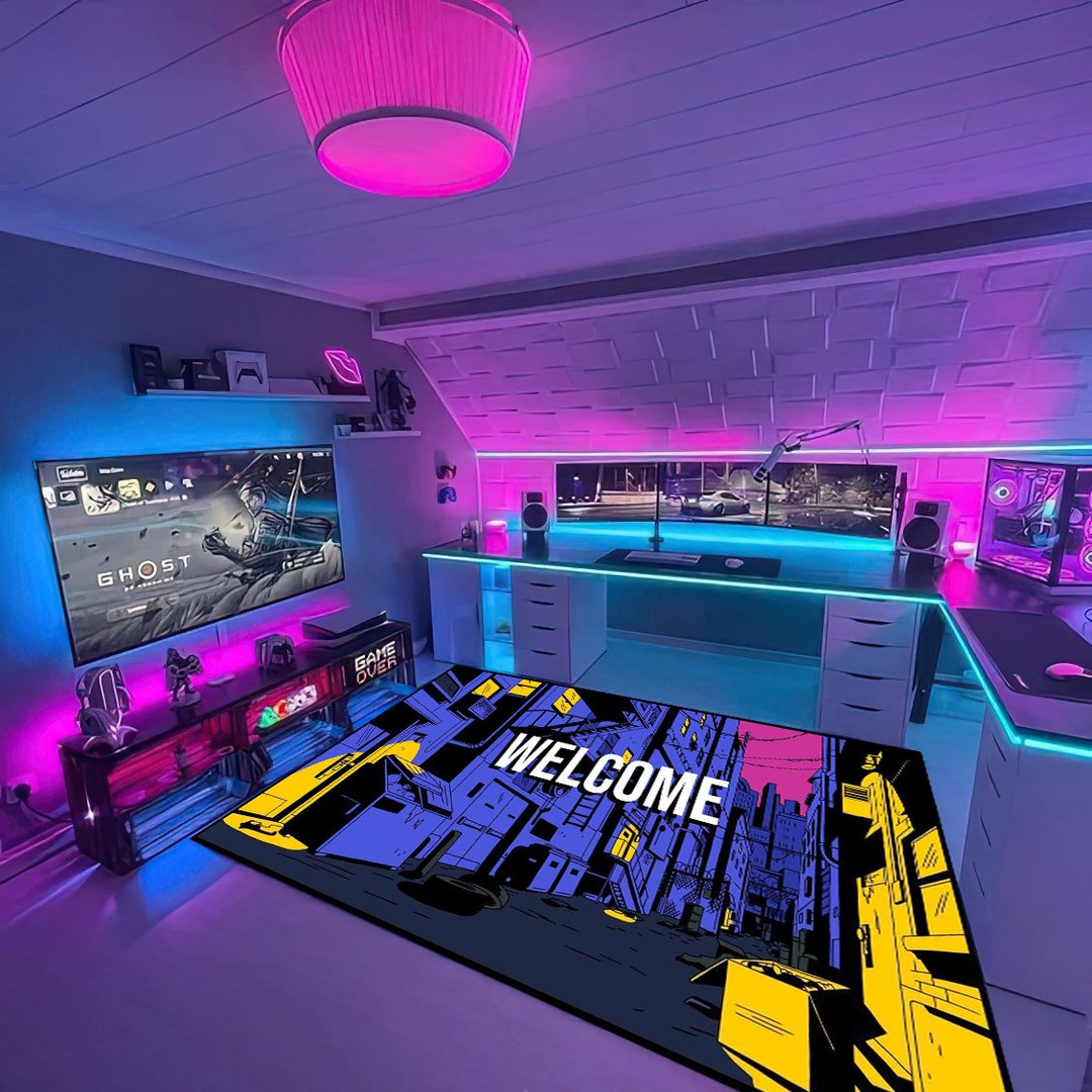 Welcome Rug, Welcome Written Rug, Night Trip Rug, Night Rug, Deserted ...