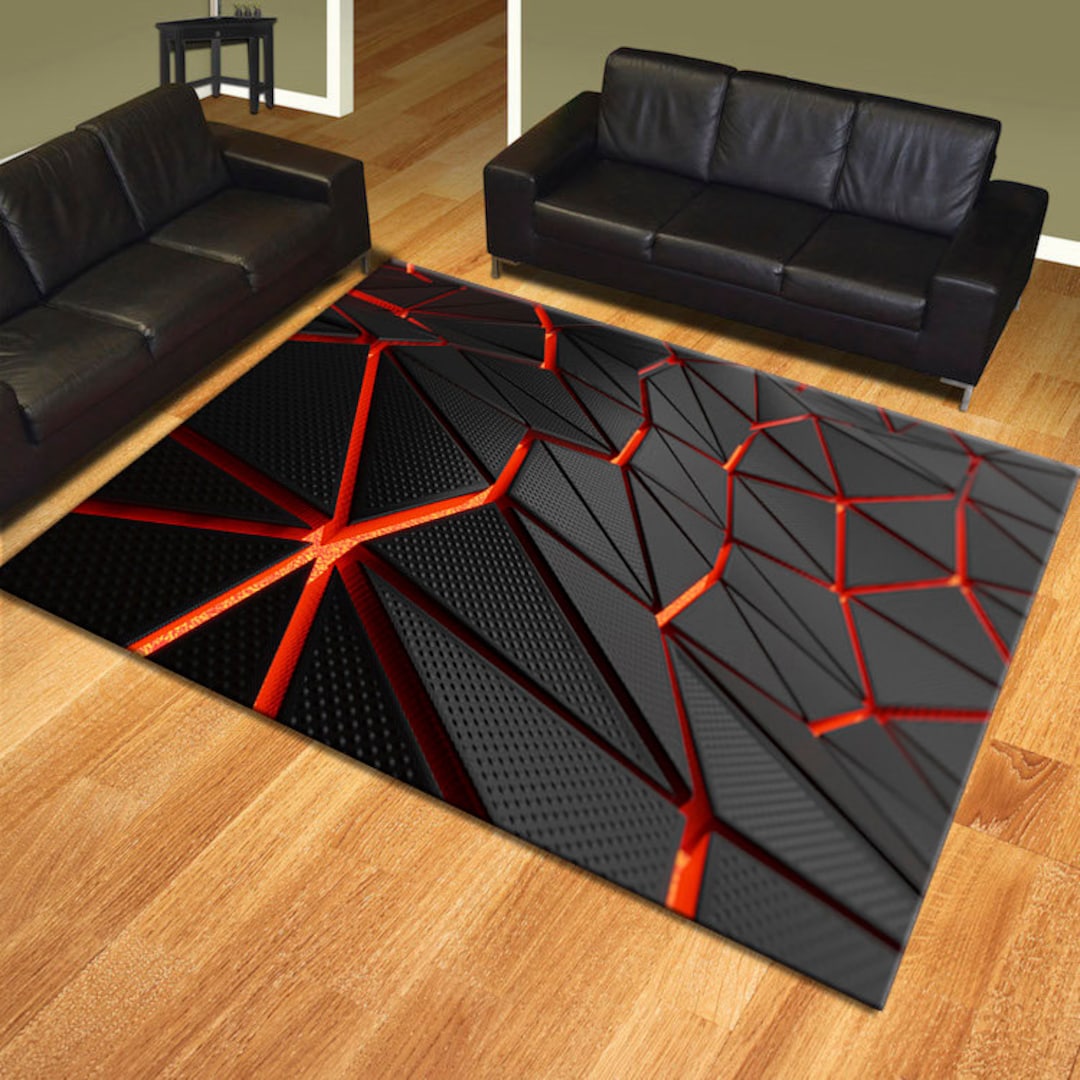 3D Triangle Rug, Lava Theme Rug, Neon Rug, Gamer Room Rug, Abstract Rug ...