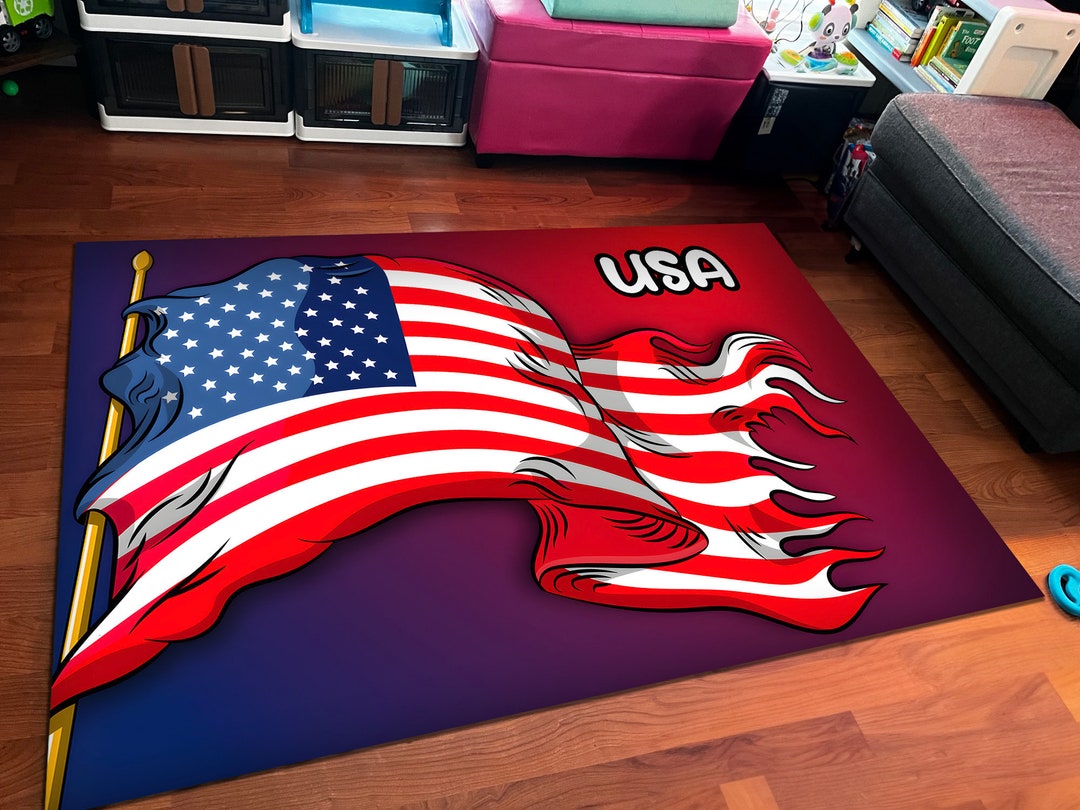 American Flag Area Rug, USA Flag Rug, American Flag Rug, American Flag ...