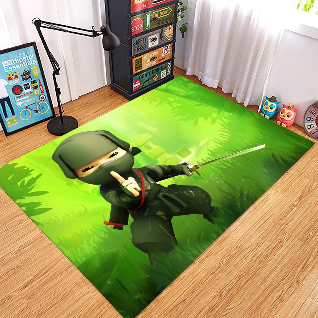 Ninja Cartoon Rug: Kids Gamer Room Decor - Etsy