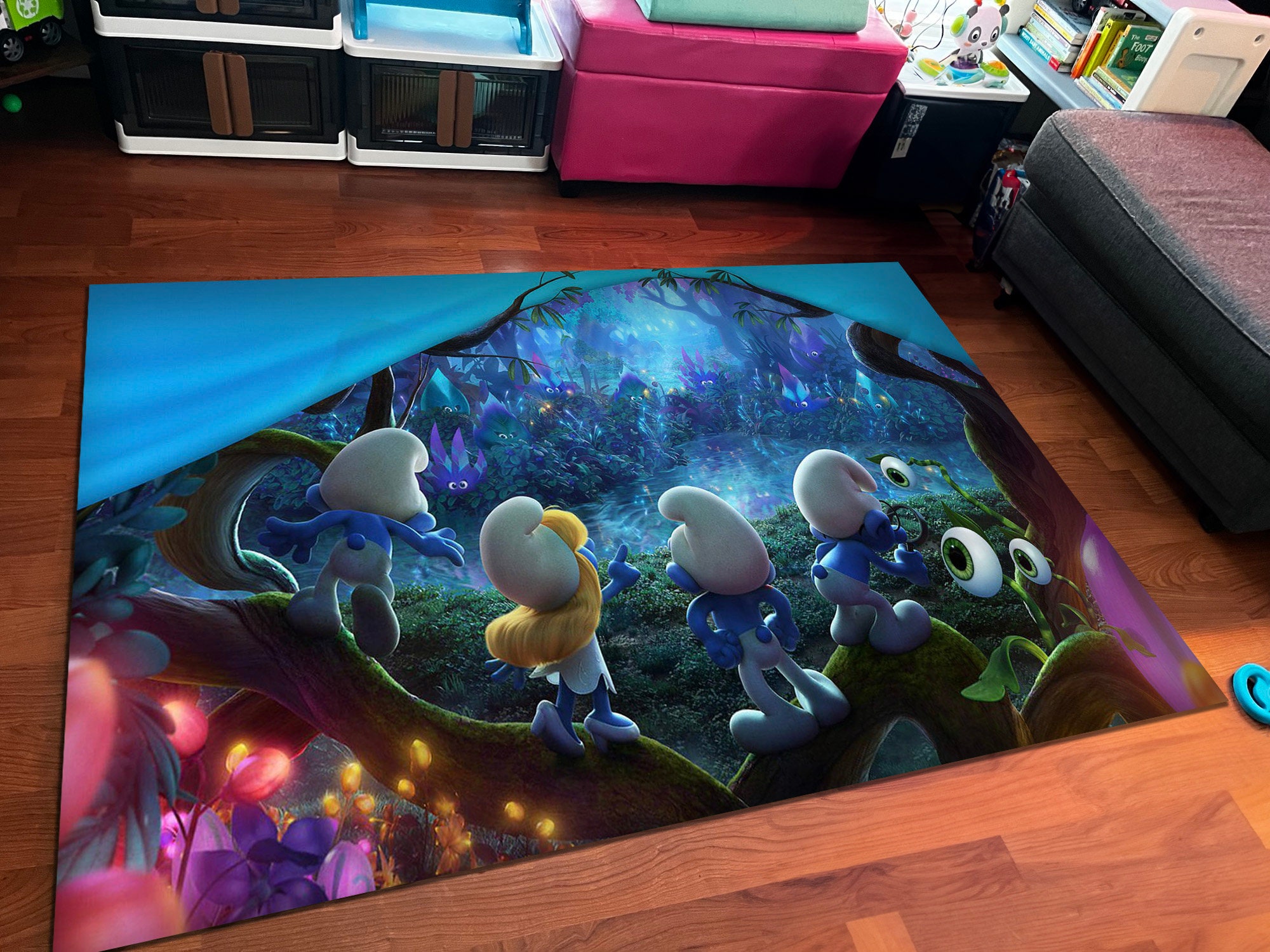 The Smurfs Rug Cartoon Rug Old Movie Rug Blue Dwarf Rug - Etsy