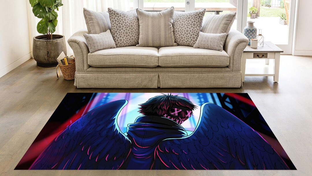 Neon Angel, Neon Mask, Angel Wings Rug, Neon Party Mask Rug, Wing Rug ...
